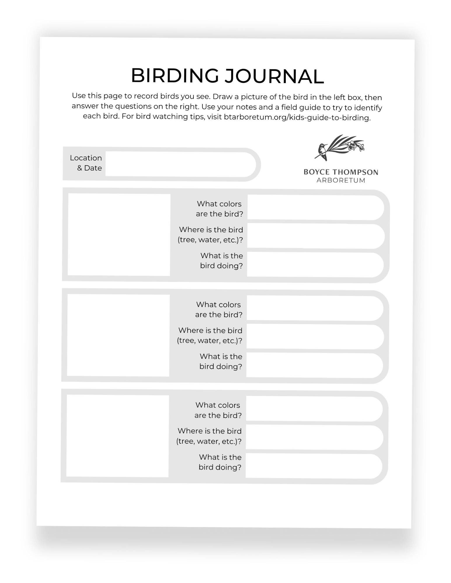 A Kid's Guide to Birding at the Arboretum - Boyce Thompson Arboretum
